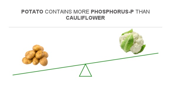 Compare Phosphorus in Potato to Phosphorus in Cauliflower