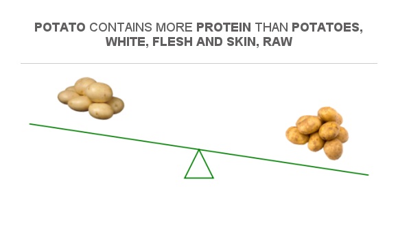 Compare Protein in Potatoes, white, flesh and skin, raw to Protein in ...