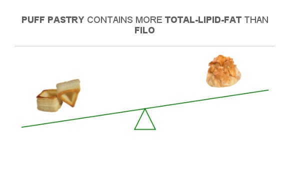Compare Fats in Puff pastry to Fats in Filo