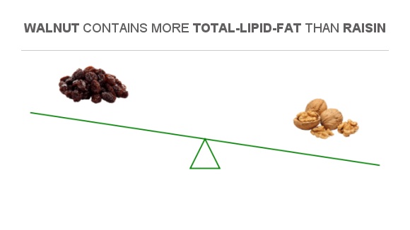 Compare Fats in Raisin to Fats in Walnut