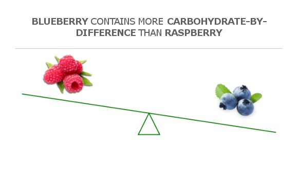 Compare Carbs in Raspberry to Carbs in Blueberry