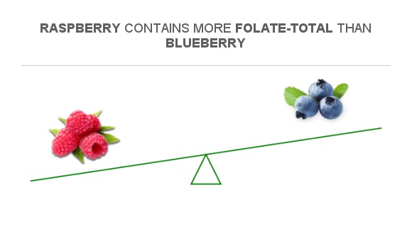 Compare Folate in Raspberry to Folate in Blueberry