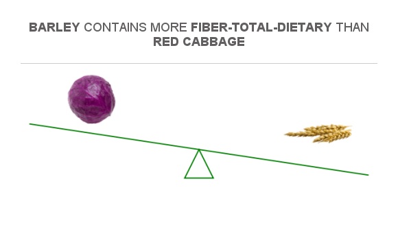 Compare Fiber in Red cabbage to Fiber in Barley
