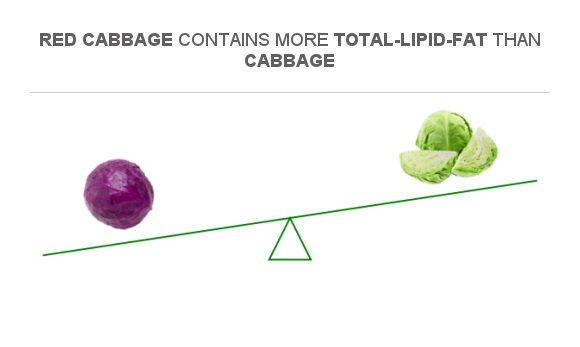Compare Fats in Red cabbage to Fats in Cabbage