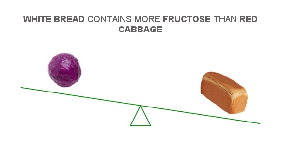 Compare Fructose in Red cabbage to Fructose in White Bread