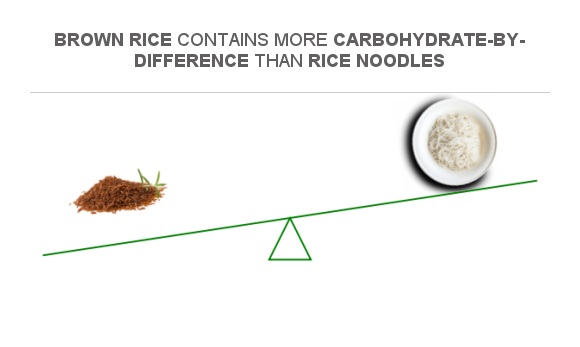 Compare Carbs in Brown rice to Carbs in Rice noodles