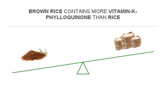 Compare Vitamin K in Brown rice to Vitamin K in Rice