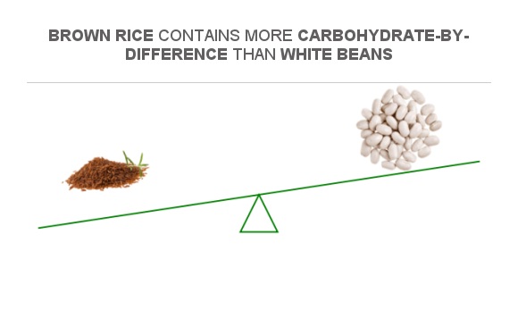Compare Carbs in Brown rice to Carbs in White beans