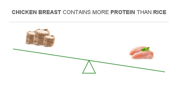 Compare Protein in Rice to Protein in Chicken breast