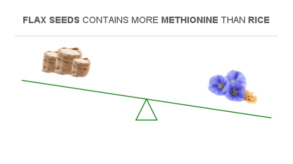 Compare Methionine in Rice to Methionine in Flax seeds