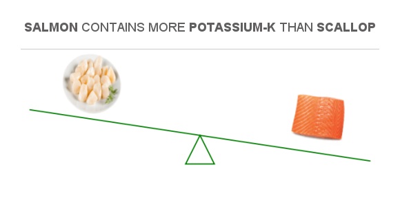 Compare Potassium in Scallops to Potassium in Salmon