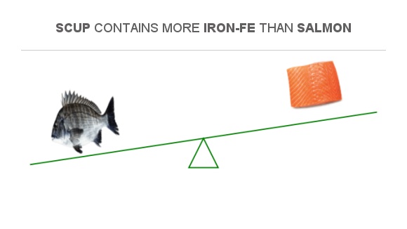 Compare Iron in Scup to Iron in Salmon