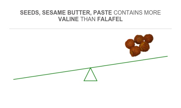 Compare Valine in Seeds, sesame butter, paste to Valine in Falafel