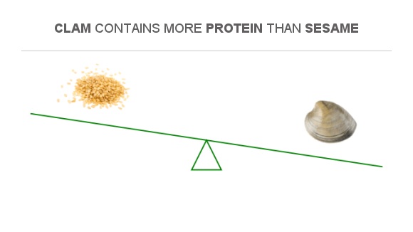 Compare Protein in Sesame to Protein in Clam