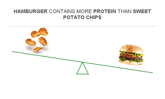 Compare Protein in Sweet potato chips to Protein in Hamburger Compare Protein in Sweet potato chips to Protein in Hamburger