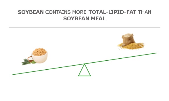 Compare Fats in Soybean to Fats in Soybean meal
