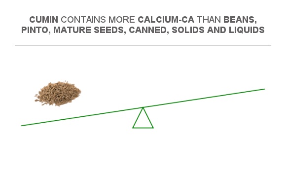Compare Calcium in Cumin to Calcium in Beans, pinto, mature seeds ...