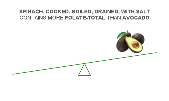 Compare Folate in Spinach, cooked, boiled, drained, with salt to Folate ...