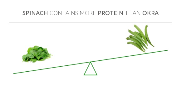 Compare Protein in Spinach to Protein in Okra