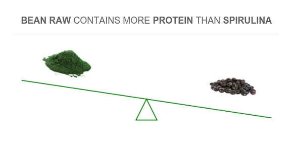 Compare Protein in Spirulina to Protein in Bean raw