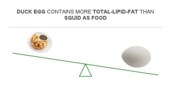 Compare Fats in Squid to Fats in Duck egg