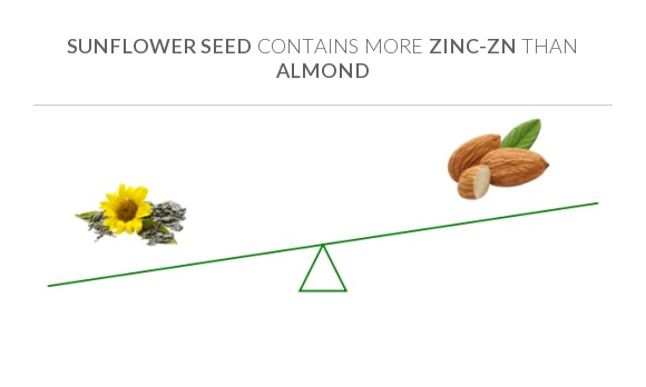 Compare Zinc in Sunflower seeds to Zinc in Almonds