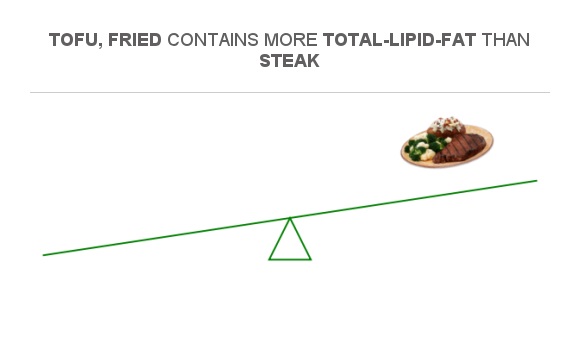 Compare Fats in Tofu, fried to Fats in Steak