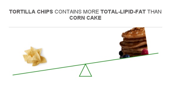 Compare Fats in Tortilla chips to Fats in Corn cake