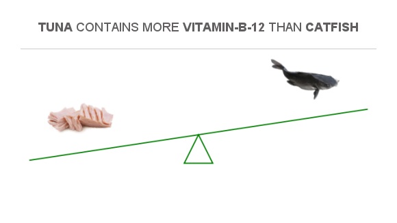 Compare Vitamin B12 in Tuna to Vitamin B12 in Catfish