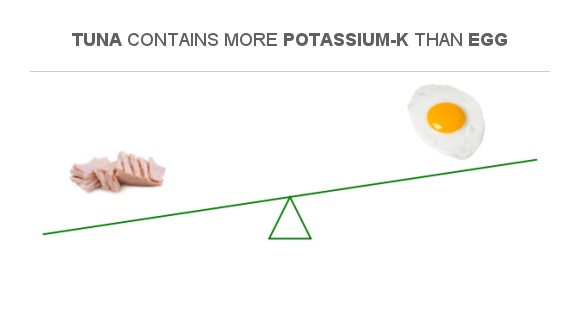 Compare Potassium in Tuna to Potassium in Egg