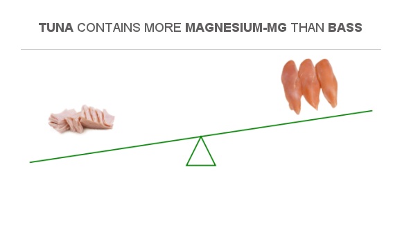 Compare Magnesium in Tuna to Magnesium in Sea bass
