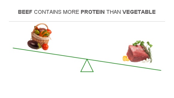 Compare Protein in Vegetable to Protein in Beef