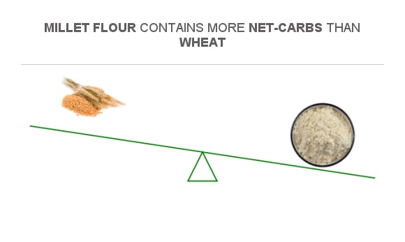 Compare Net carbs in Wheat to Net carbs in Millet flour Compare Net carbs in Wheat to Net carbs in Millet flour