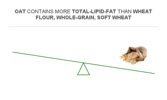 Compare Fats in Wheat flour, whole-grain, soft wheat to Fats in Oat