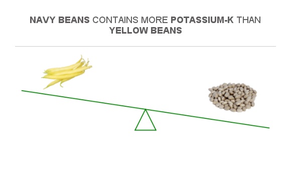 Compare Potassium in Yellow beans to Potassium in Navy beans