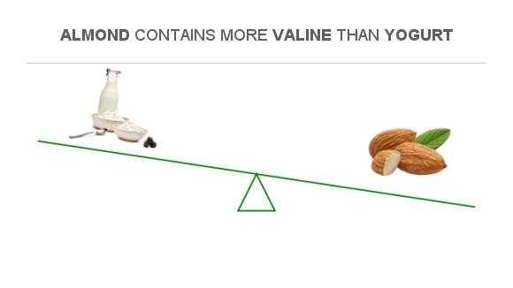 Compare Valine in Yogurt to Valine in Almond
