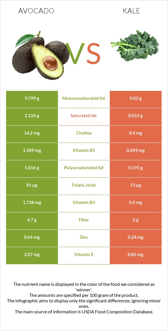 Avocado vs. Kale — In-Depth Nutrition Comparison