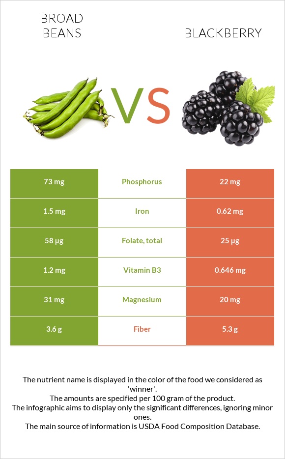 Broad beans vs. Blackberry — In-Depth Nutrition Comparison