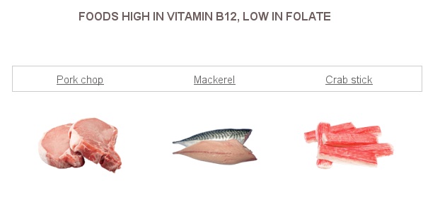 Foods high in Vitamin B12, low in Folate